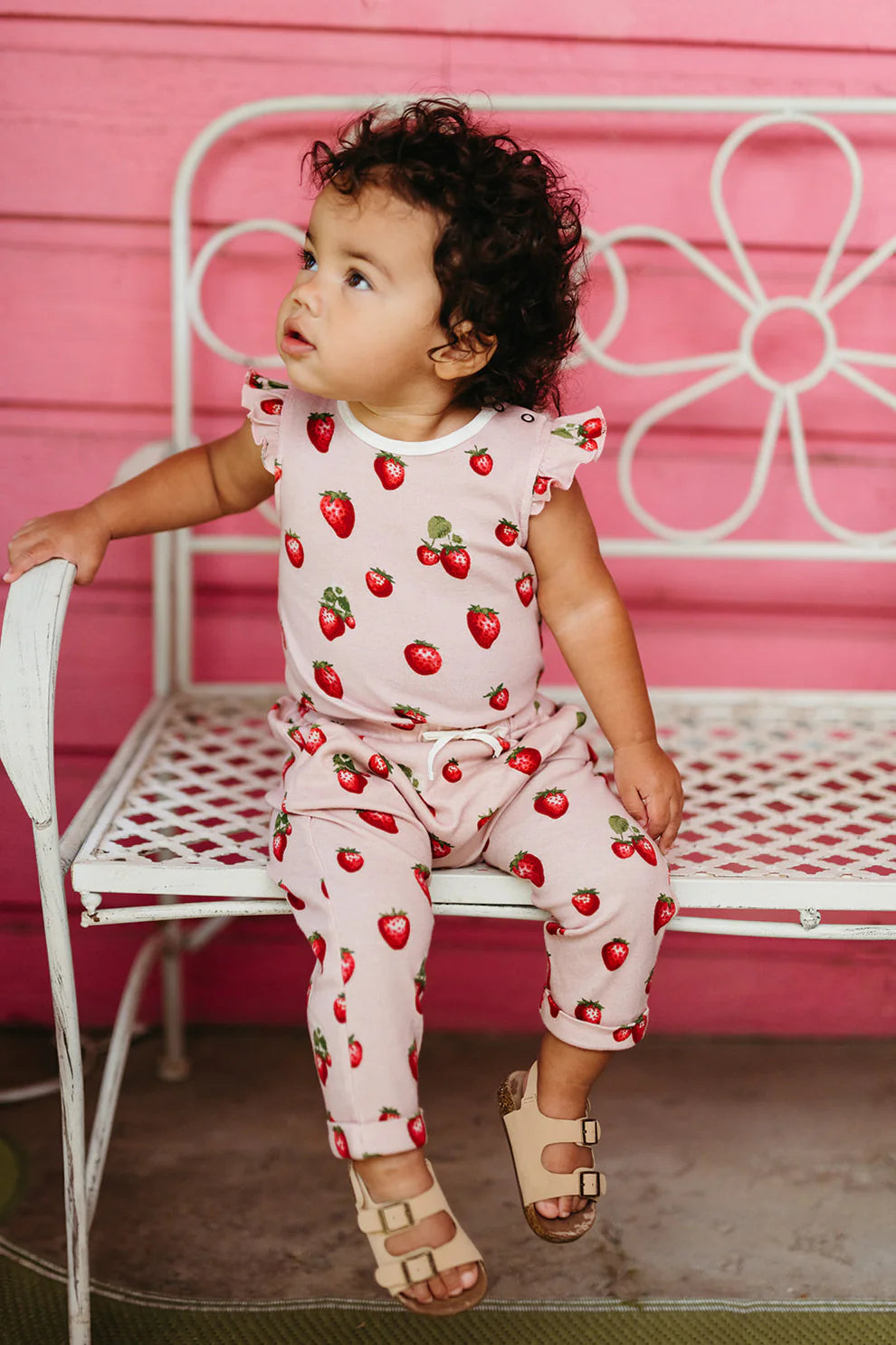 Ruffle Onesie - Strawberry – Terra Cotta Savannah