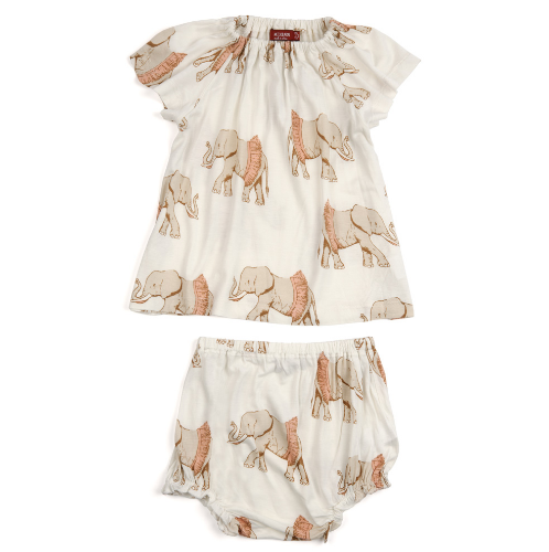 Tutu Elephant Dress & Bloomer Set – Terra Cotta Savannah